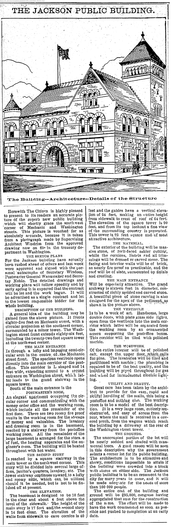 Old Post Office and Elks Lodge, Jackson, Michigan