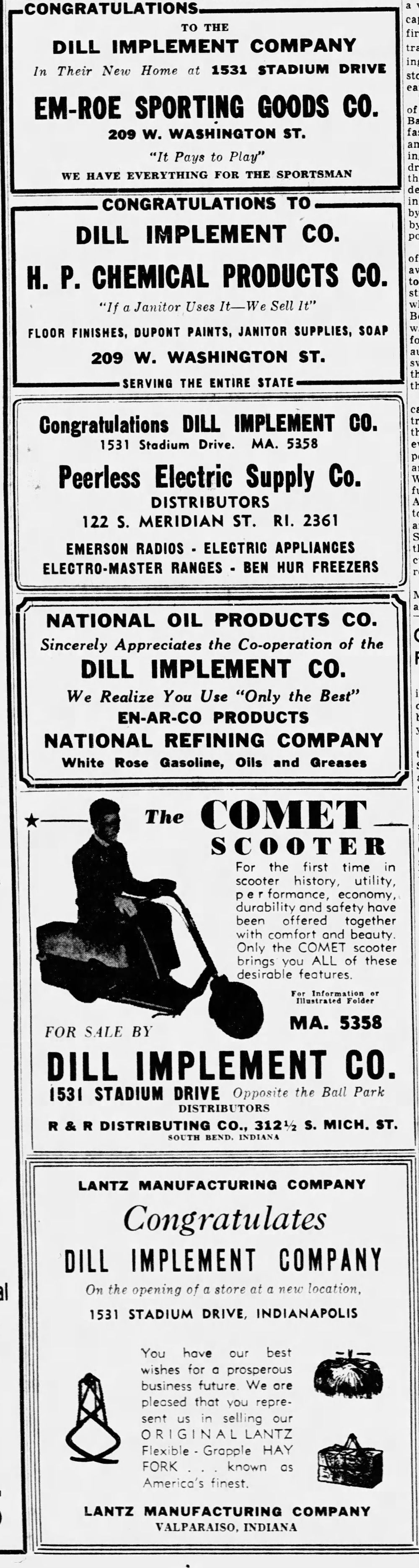 Dill Implement Company, 1531 Stadium Drive, Indianapolis